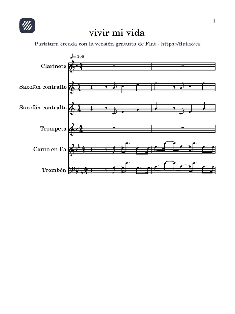 Vivir Mi Vida PDF | PDF | Trombón | Musica Afroamericana