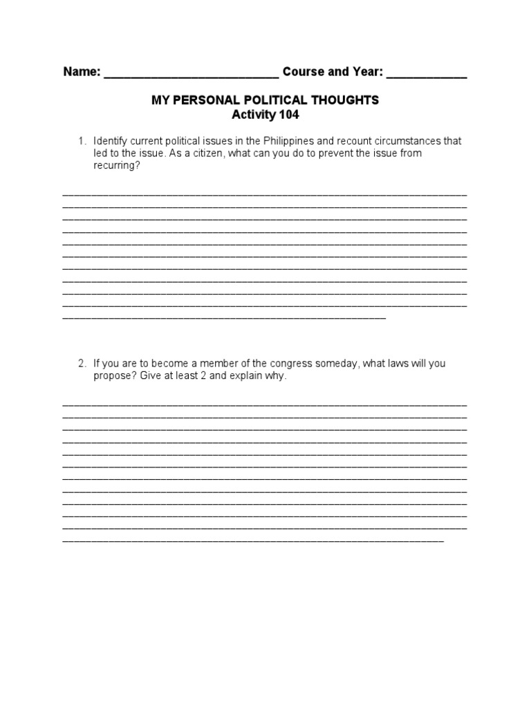 Activity 14 My Political Self | PDF