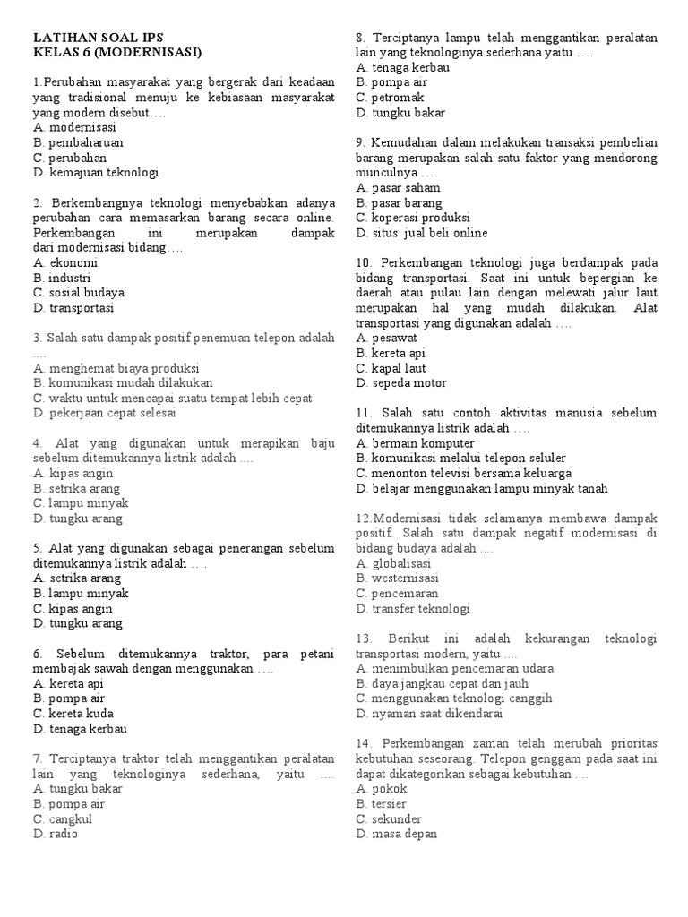 Latihan Soal Ips - Modernisasi | PDF