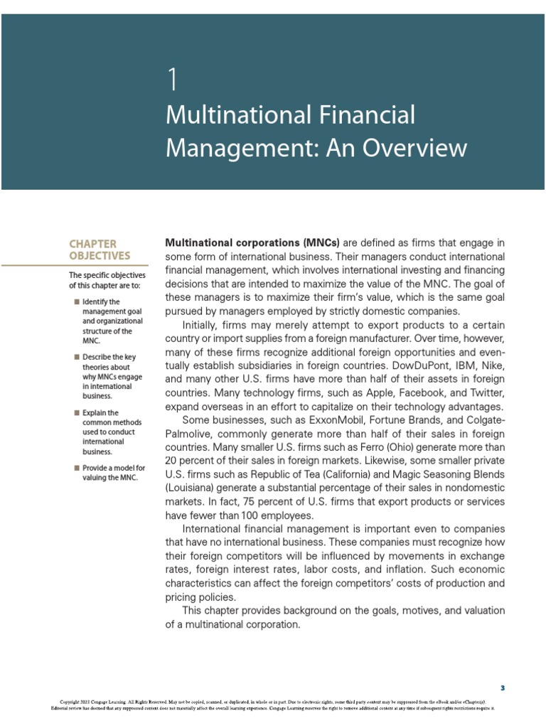 IMF Madura Chapter 01 PDF | PDF | Discounted Cash Flow | Multinational Corporation