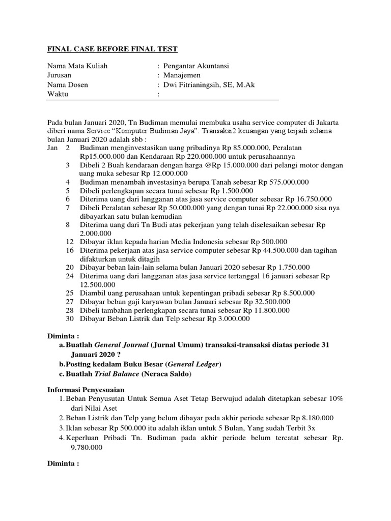FINAL CASE BEFORE FINAL TEST - Manajemen | PDF