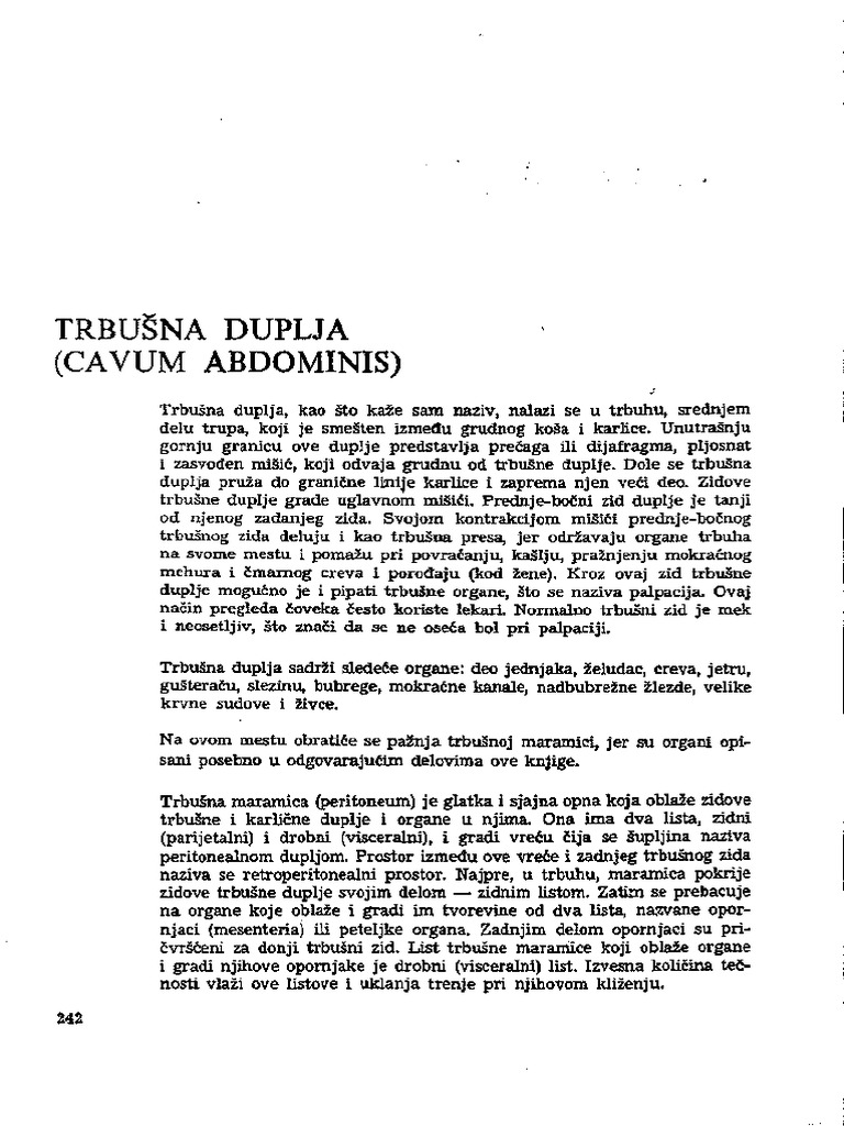 Anatomija - Trbusna supljina | PDF
