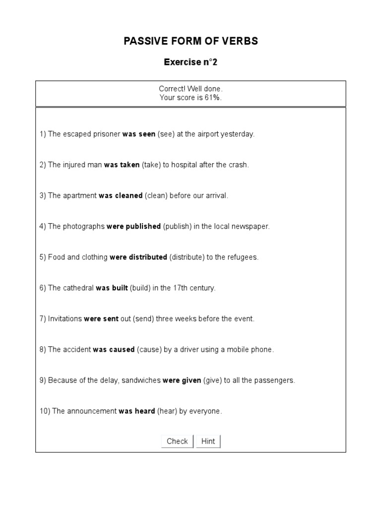 PASSIVE FORM - Online Exercise 2 - Learn English Today PDF | PDF
