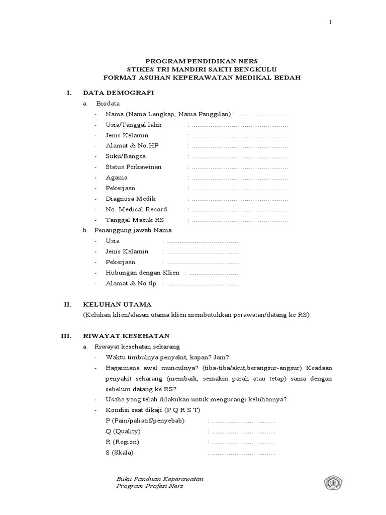 Format Pengkajian KMB | PDF