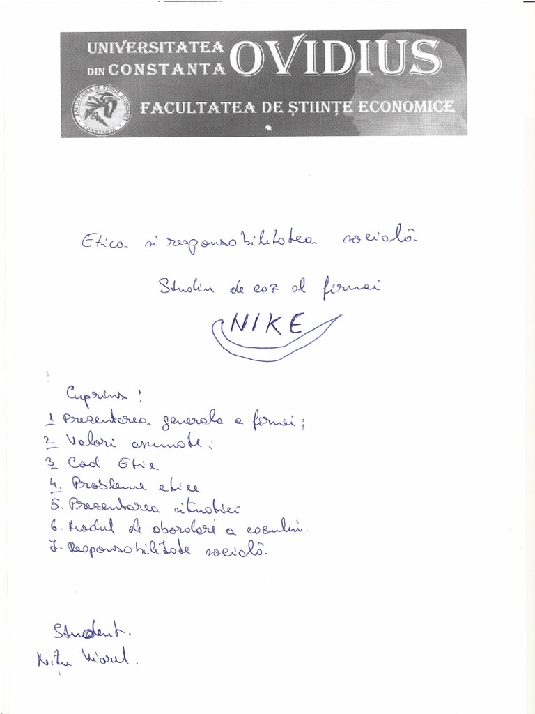 Studiu de Caz Firma Nike Student Nitu Viorel PDF | PDF