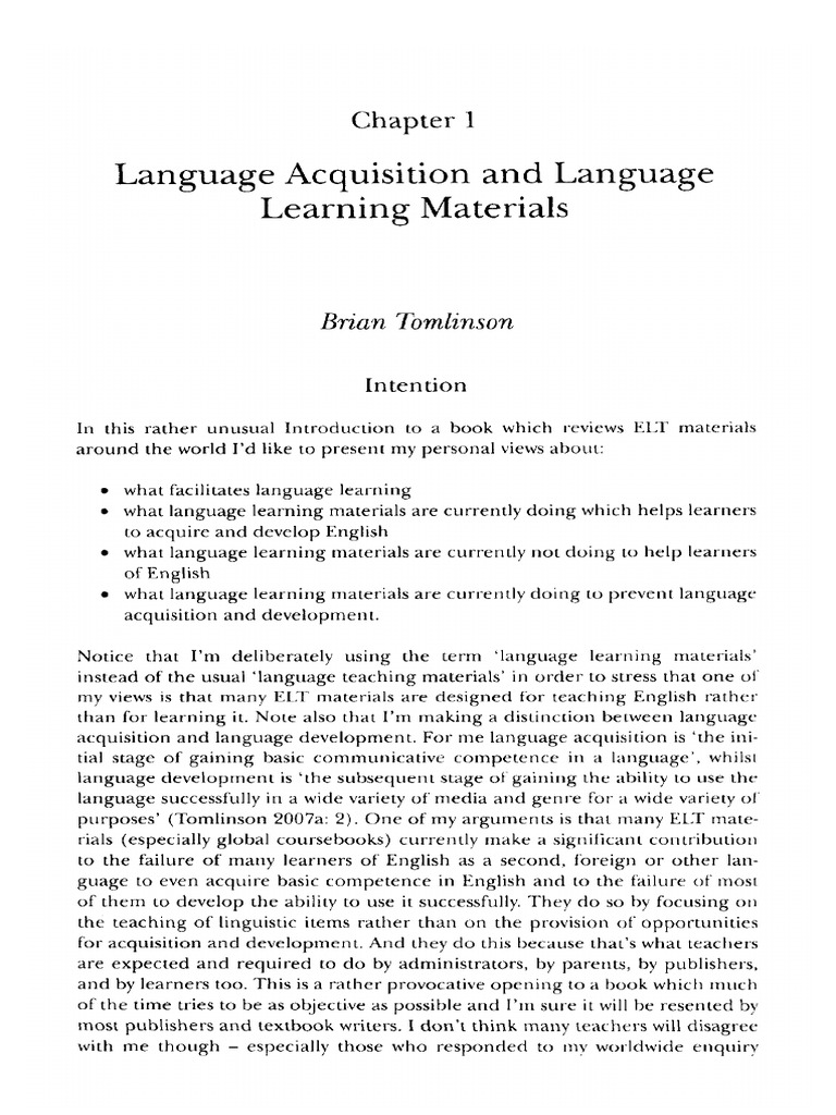 Language Acquisition and Learning Materials | PDF | Learning | Language Acquisition