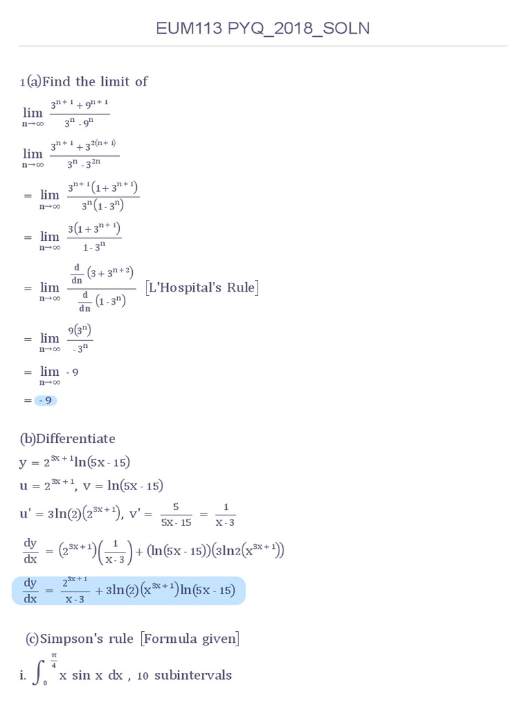 Eum113 Pyq 2018 Soln Pdf Applied Mathematics Mathematical Physics