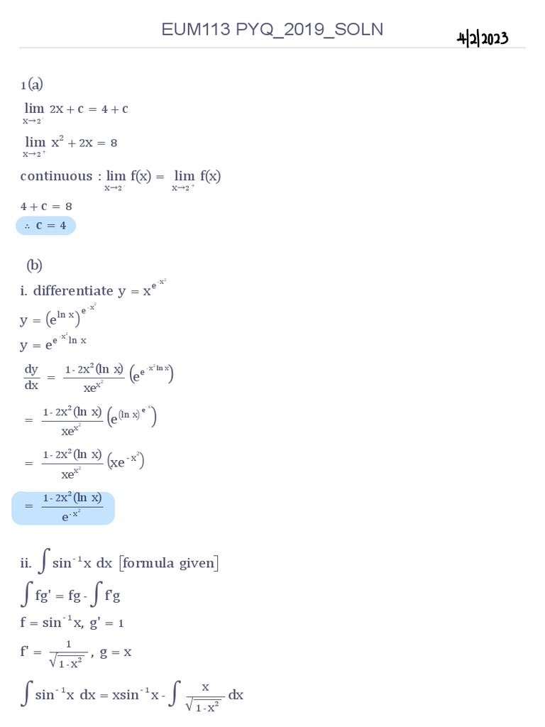 Eum113 Pyq - 2019 - Soln PDF | PDF | Mathematical Objects ...