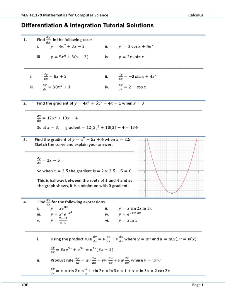 MATH1179 Calculus Differentiation & Integration Book Solution | PDF ...