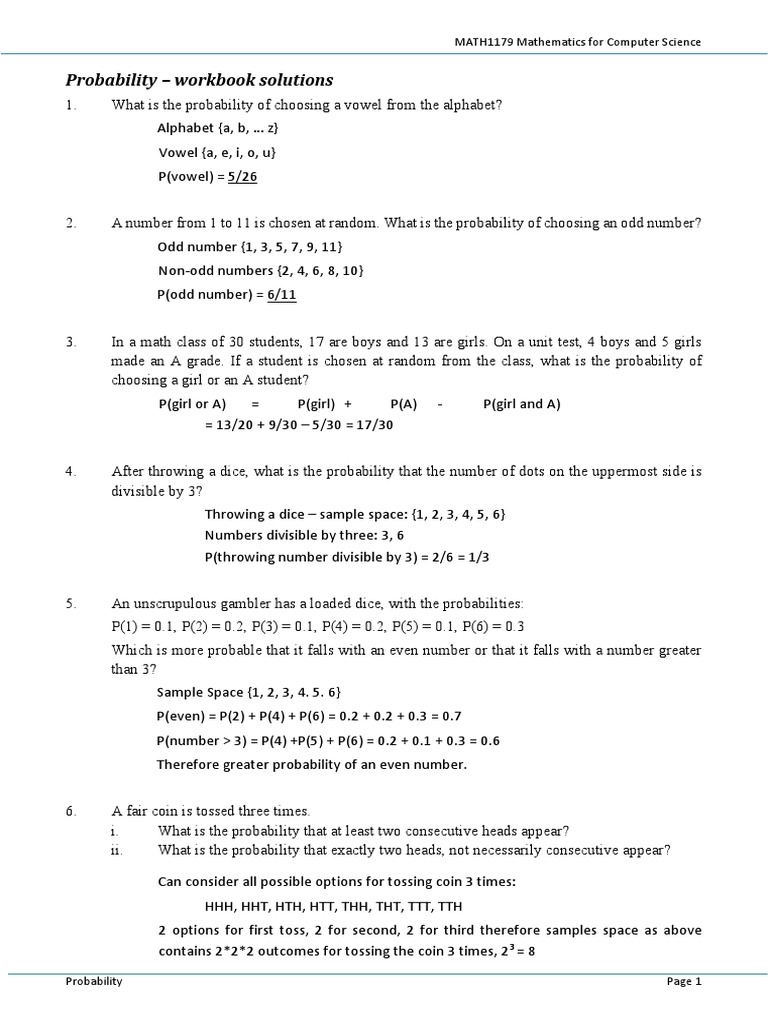MATH1179 Probability Book Solution | PDF | Probability | Mathematics