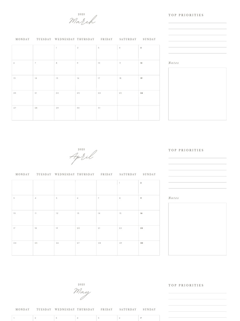 White Minimalist Elegant 2023 Calendar | PDF