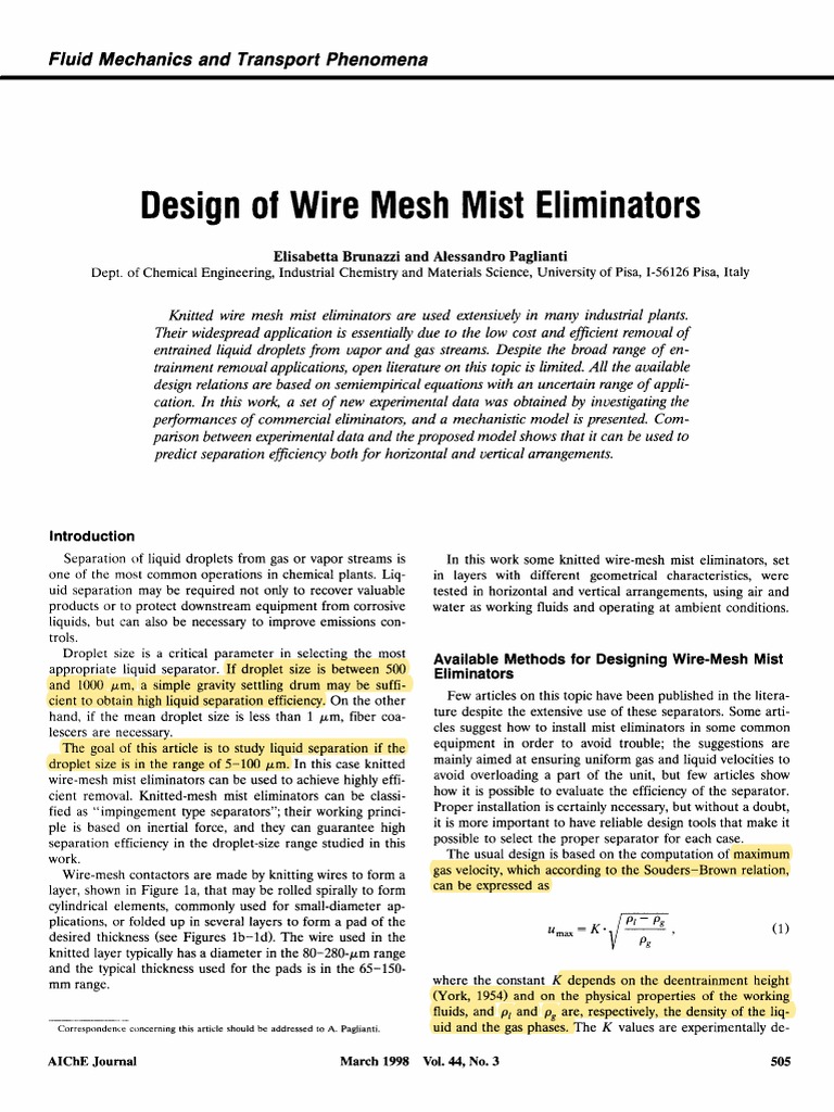 Design of Mist Eliminators PDF | PDF | Physical Sciences | Chemistry