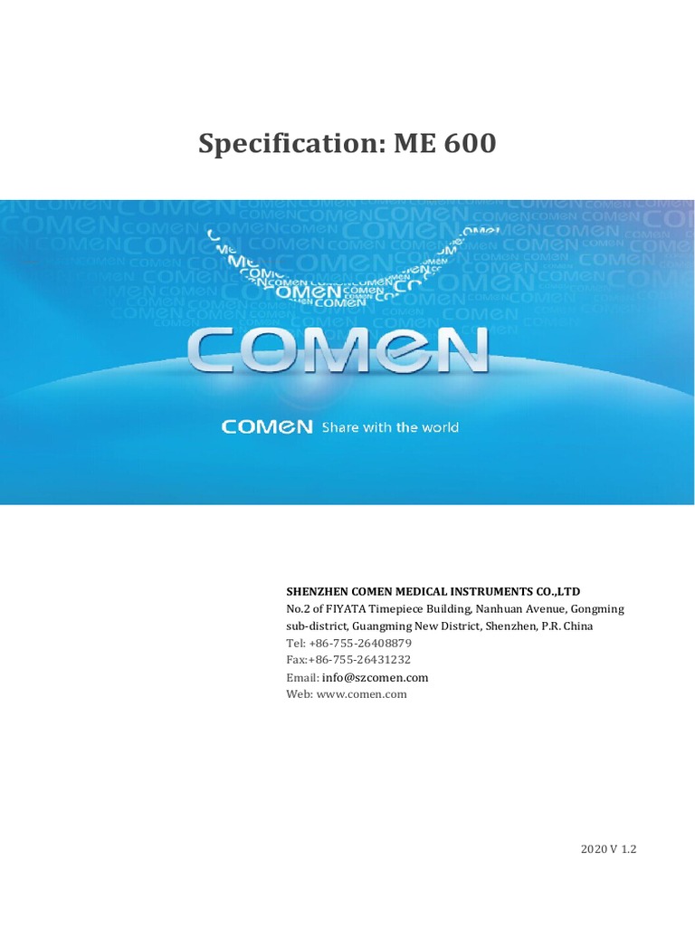 Specification Sheet for the COMEN ME 600 Infusion Pump | PDF ...