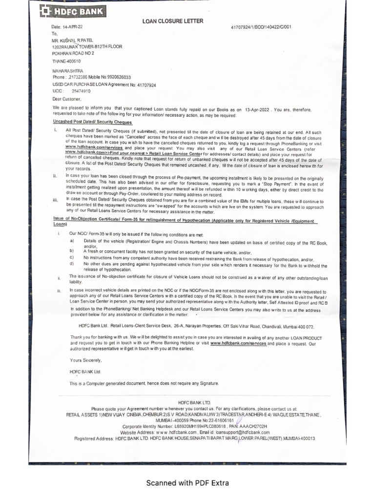 Mercedes Car Loan NOC PDF | PDF