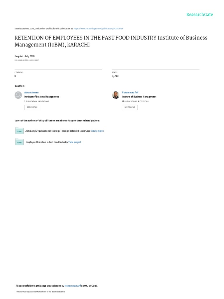 Employee Retention in Fast Food Industry | PDF | Employee Retention ...
