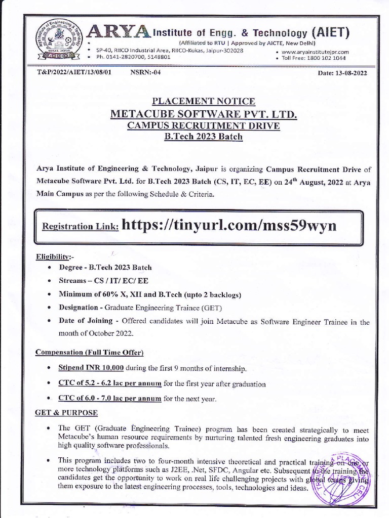 Notice For Metacube | PDF | Computing | Software Development Notice For Metacube | PDF | Computing | Software Development