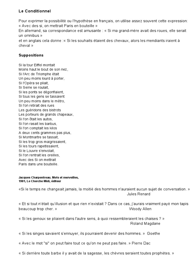 Le Conditionnel B1 - B2 | PDF | Verbe | Typologie linguistique