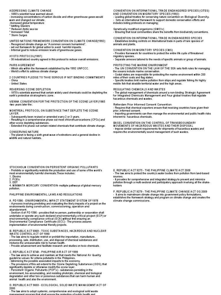 Envi Scie Final Exam Reviewer | PDF | Climate Change | United Nations Framework Convention On ...