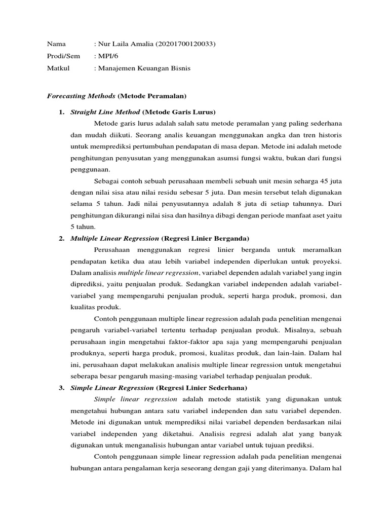 Forecasting Methods (Metode Peramalan) : 1. Straight Line Method ...