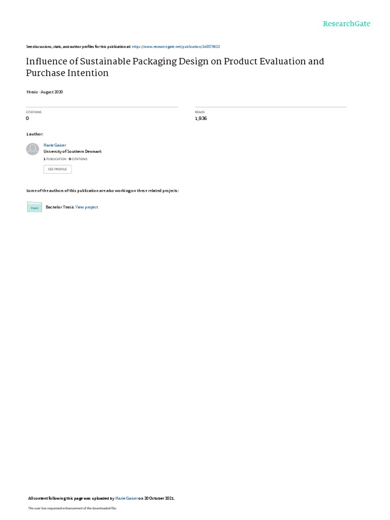 In Uence of Sustainable Packaging Design On Product Evaluation and ...