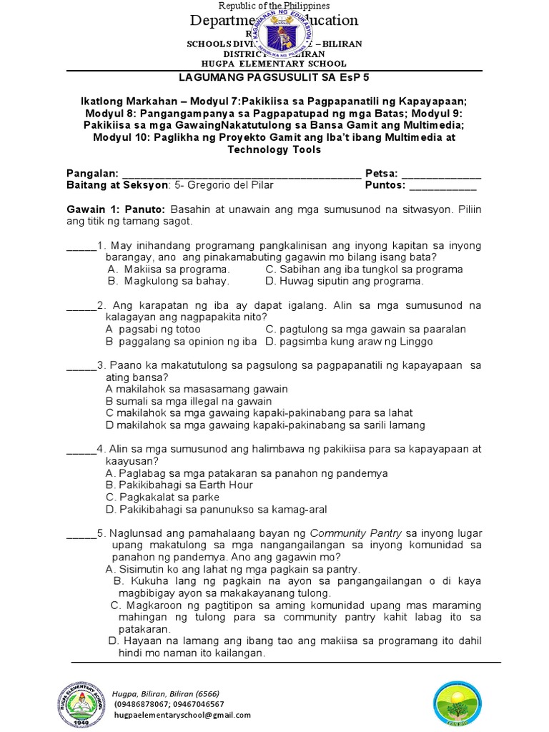 Q3 Summative Test Week 7 8 Pdf