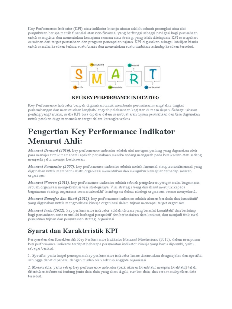 Key Performance Indicator | PDF | Pengelolaan Keuangan & Uang