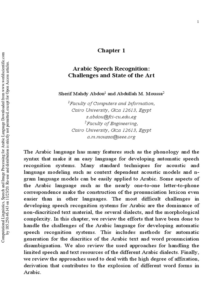 Arabic Speech Recognition Challenges and State of The Art | PDF ... Arabic Speech Recognition Challenges and State of The Art | PDF ...