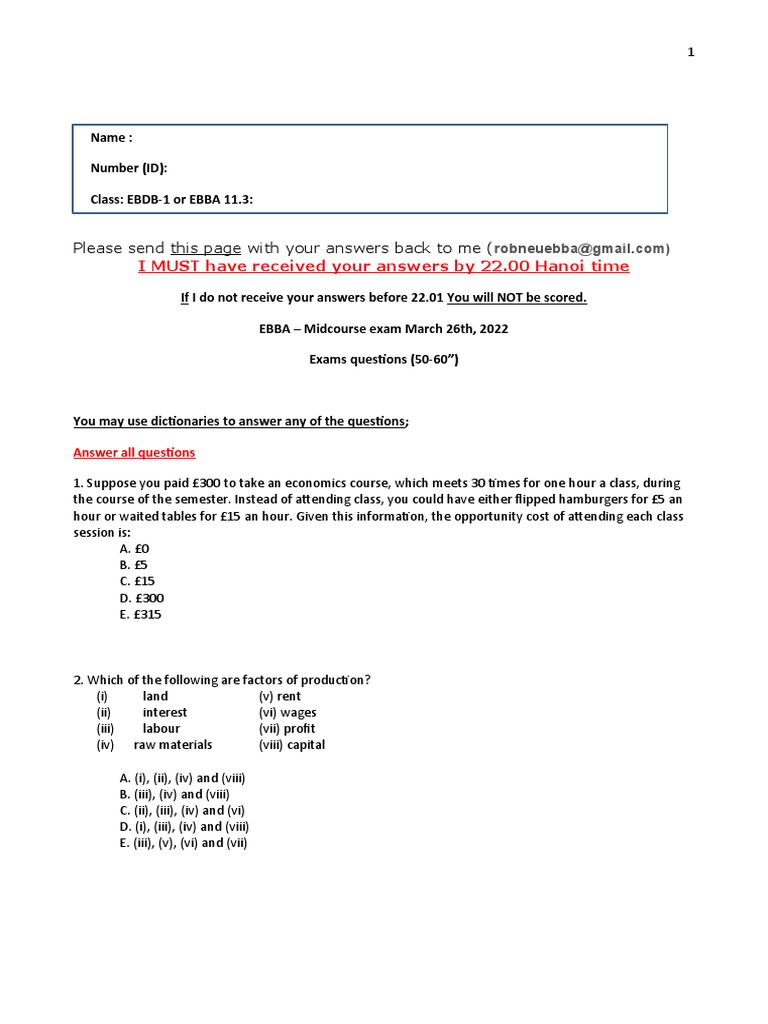 Mid Course Exam 2022 1 Pdf Balance Of Payments Economies