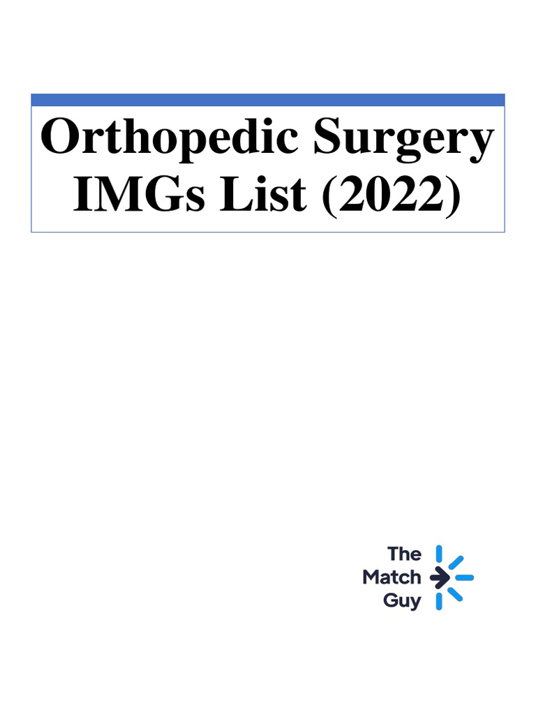 Orthopedic Surgery Complete IMG List | PDF | Doctor Of Medicine ...