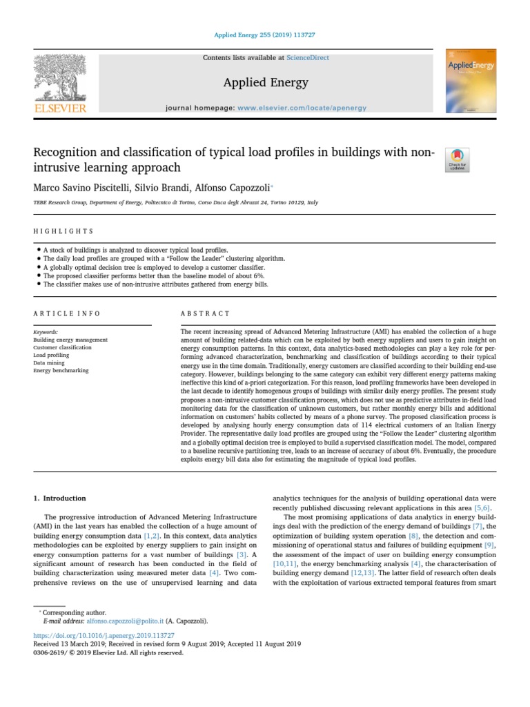 Recognition and Classification of Typical Load Profiles in Buildings PDF | Download Free PDF ...