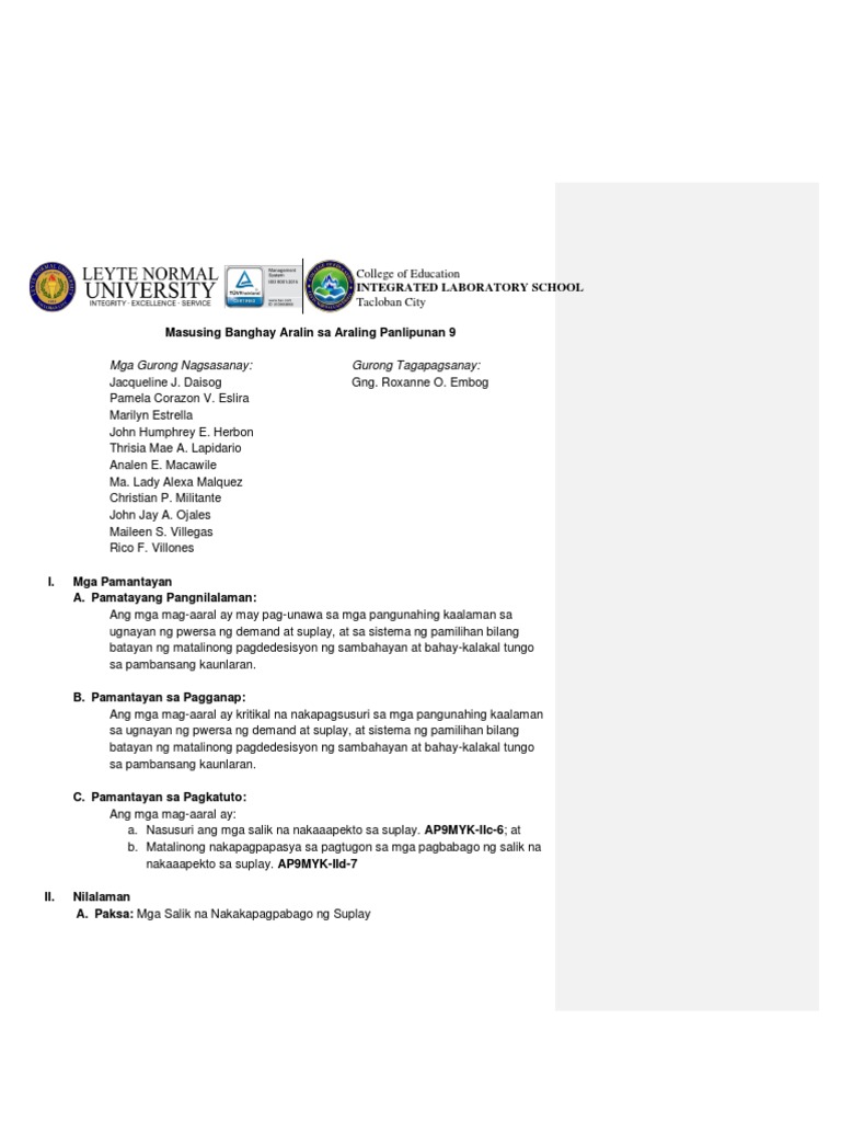 Grade 9 Lesson Plan | PDF