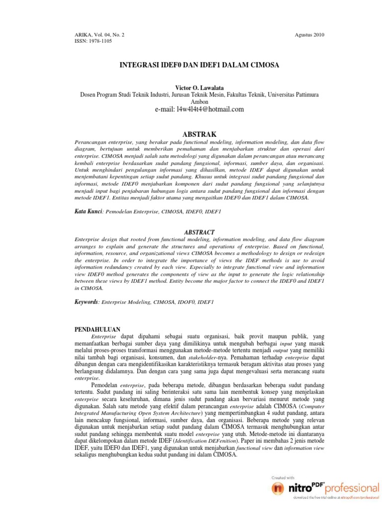 Integrasi Idef0 Dan Idef1 Dalam Cimosa 4b59317d PDF | PDF