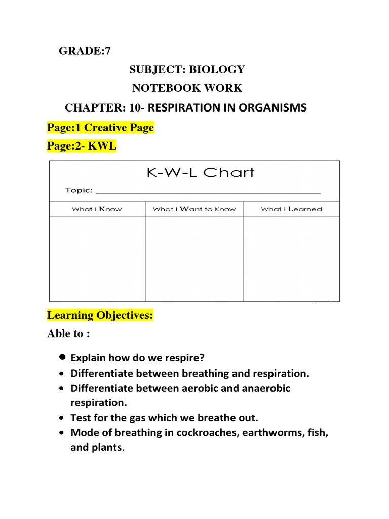 GRADE-7 RESPIRATION IN ORGANISMS-NOTES-New | PDF | Respiratory System ...