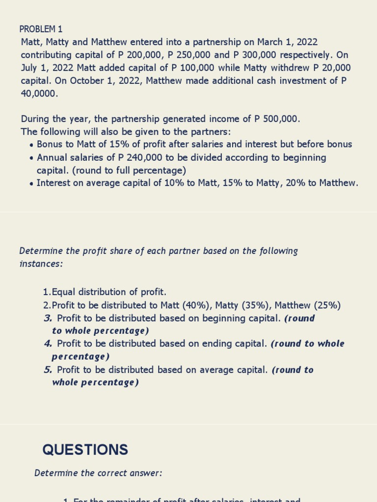 Problems Partnership Operations | PDF | Interest | Salary