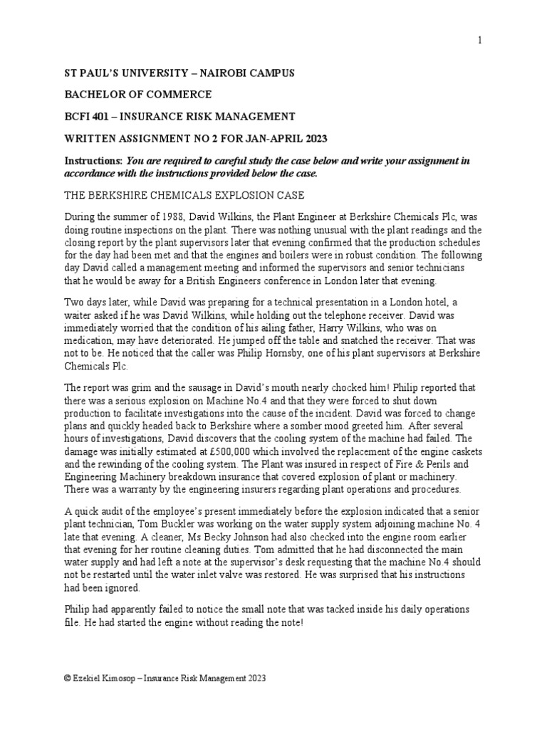 Bcfi 401 Class Assignment No 2 Jan April 2023 | PDF | Insurance | Risk