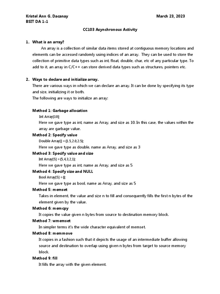 Activity Array | PDF | Computer Engineering | Computing Activity Array | PDF | Computer Engineering | Computing
