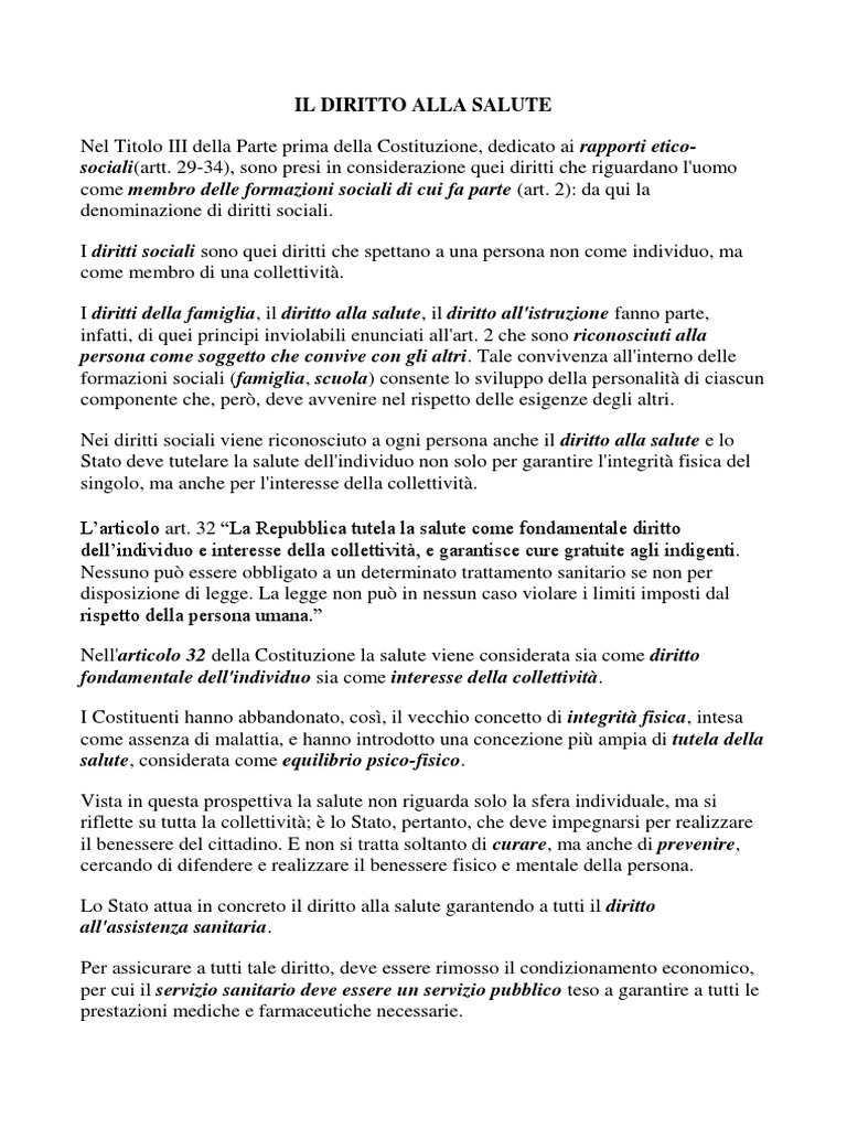 Diritto Alla Salute | PDF