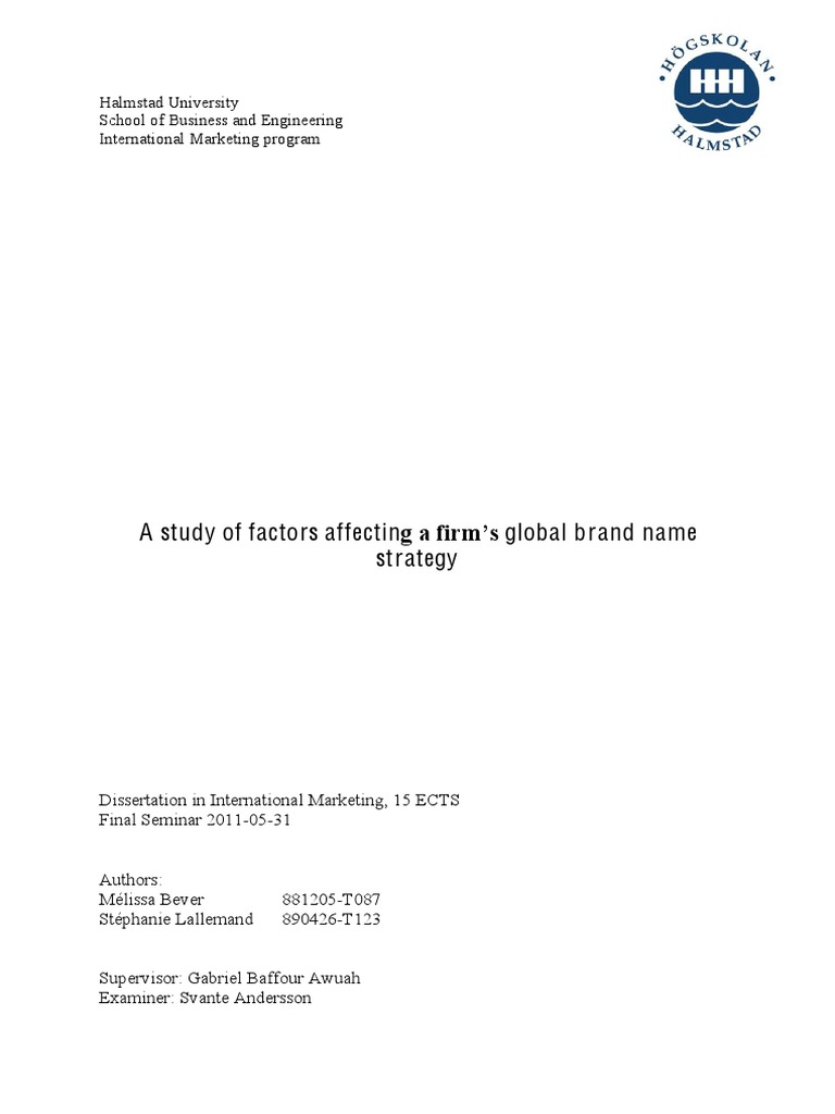 A Study of Factors Affecting A Firm's Global Brand Name PDF | Download ... A Study of Factors Affecting A Firm's Global Brand Name PDF | Download ...