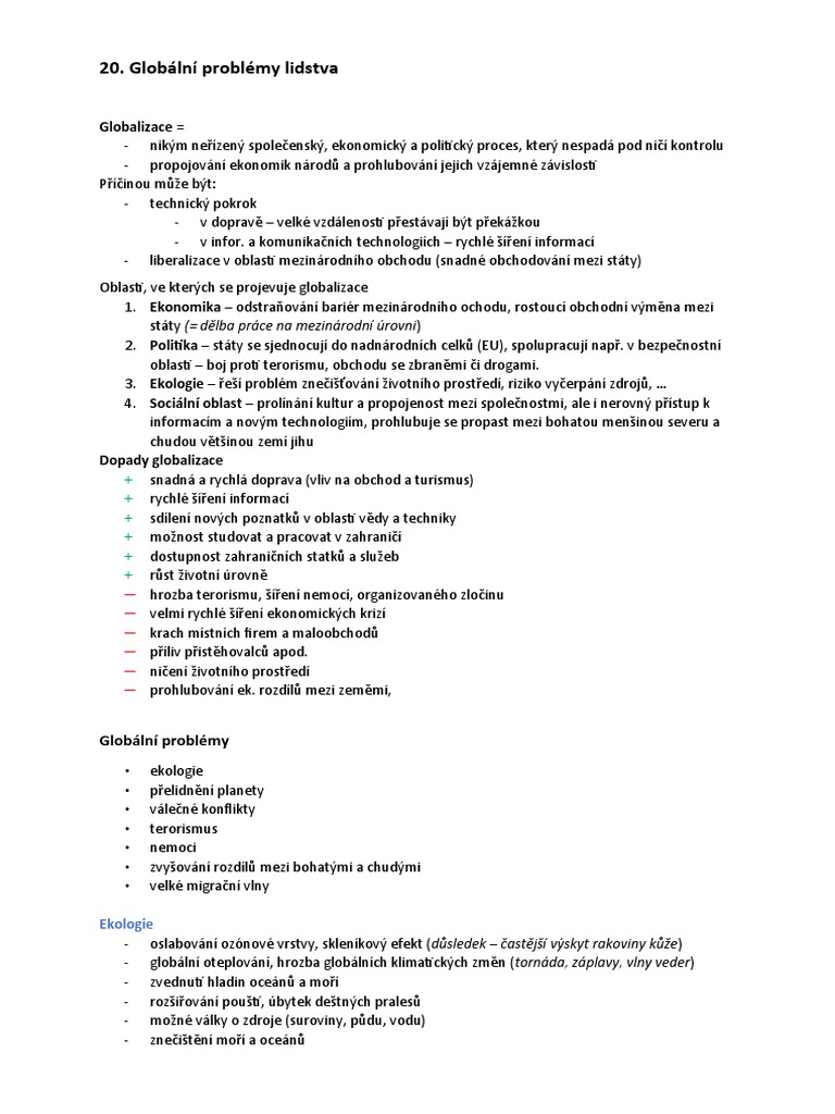 Globální Problémy Lidstva | PDF