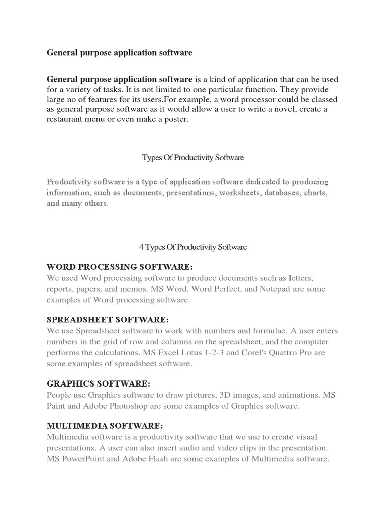 General Purpose Application Software | PDF | Internet Access | Internet