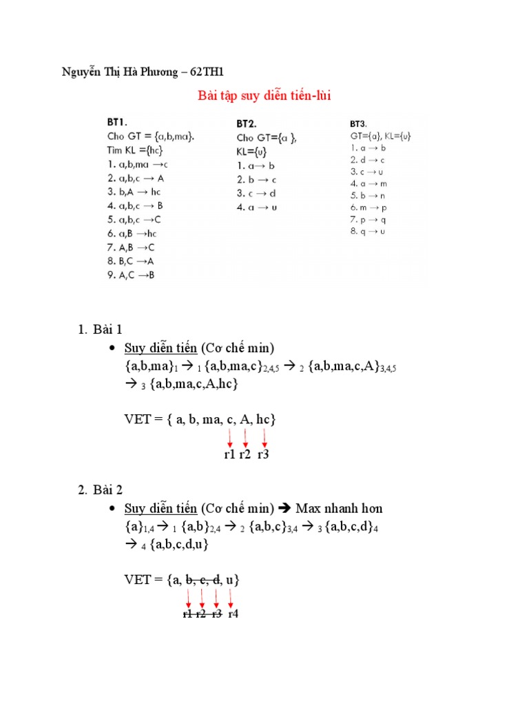 Bài tập suy diễn tiến-lùi | PDF