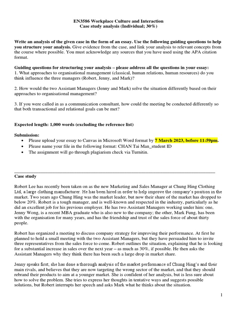 Assignment 1 Case Study Analysis | PDF | Academic Dishonesty | Turnitin