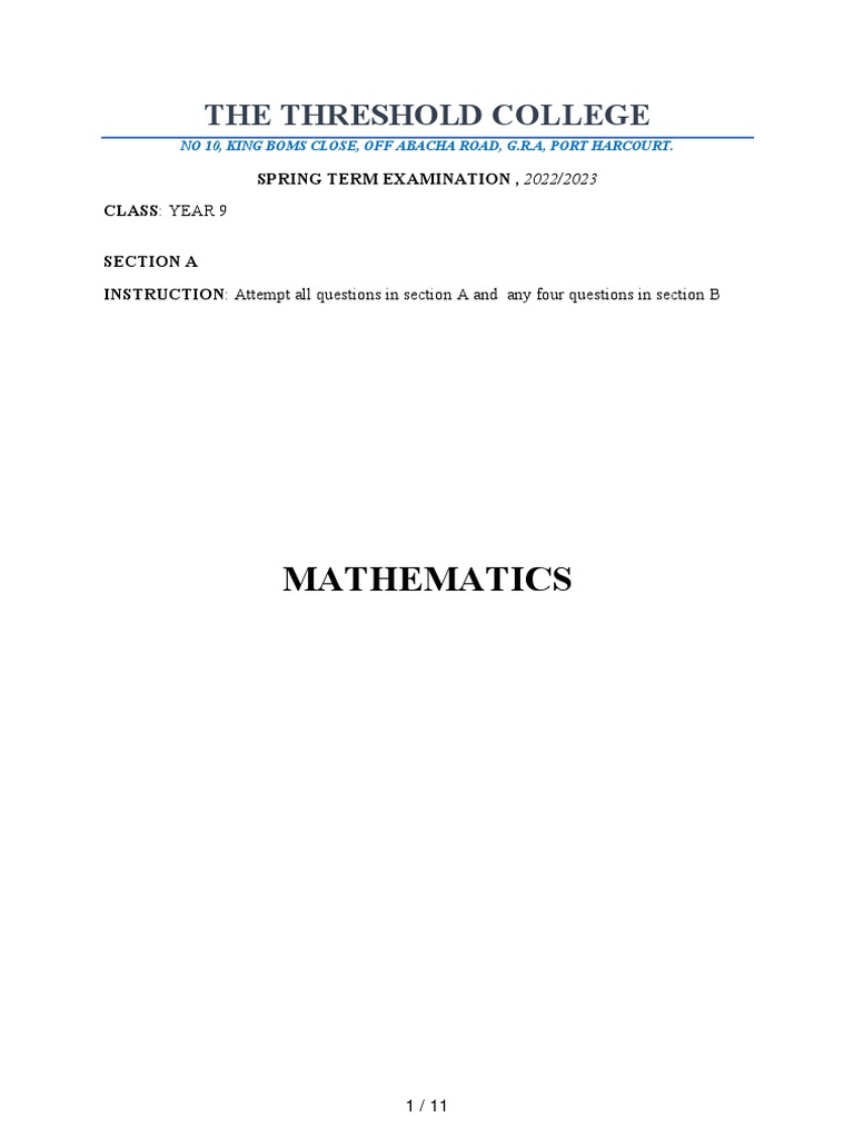 Maths Spring Yr 9 | PDF | Area | Triangle