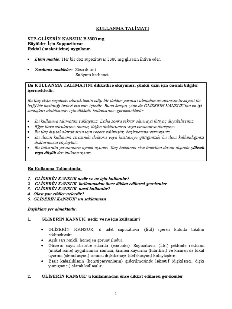 Gliserin Yetiskin KT | PDF