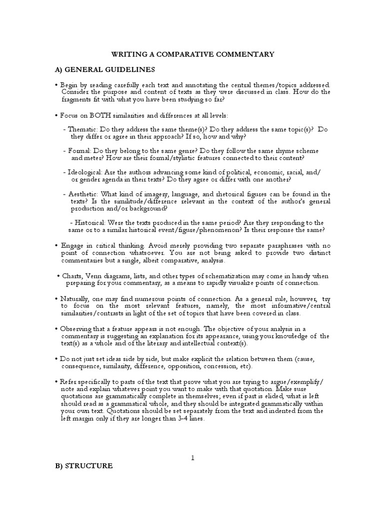 Writing A Comparative Commentary | PDF | Ellipsis | Argument