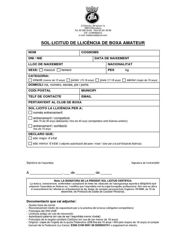 Formulari Llicència Amateur PDF | PDF