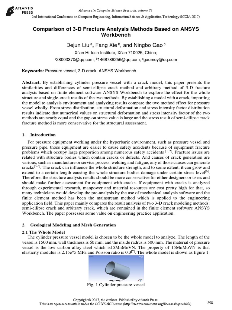 Comparison of 3-D Fracture Analysis Methods Based On ANSYS Workbench ...