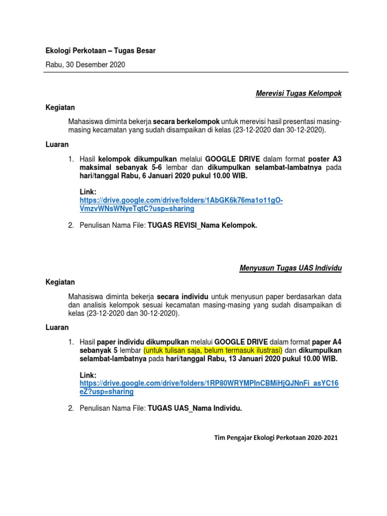 Ekologi Perkotaan - UAS Individu | PDF