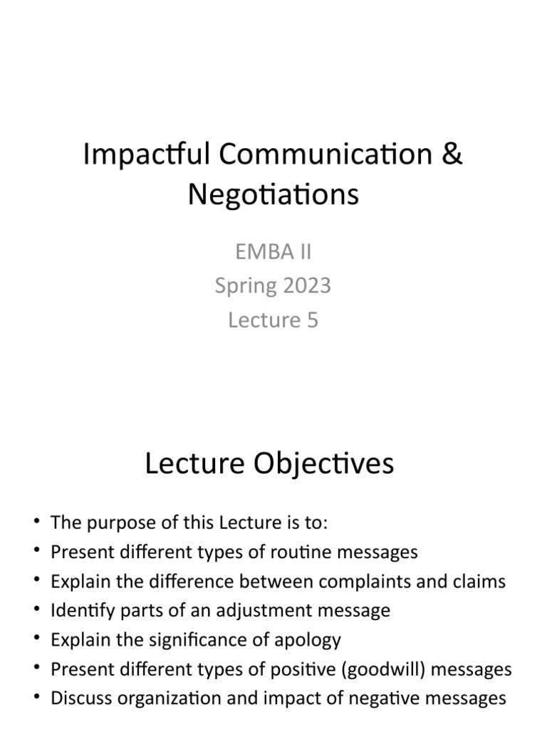 Impactful Communication & Negotiations Lecture 5 | PDF | Receipt | News