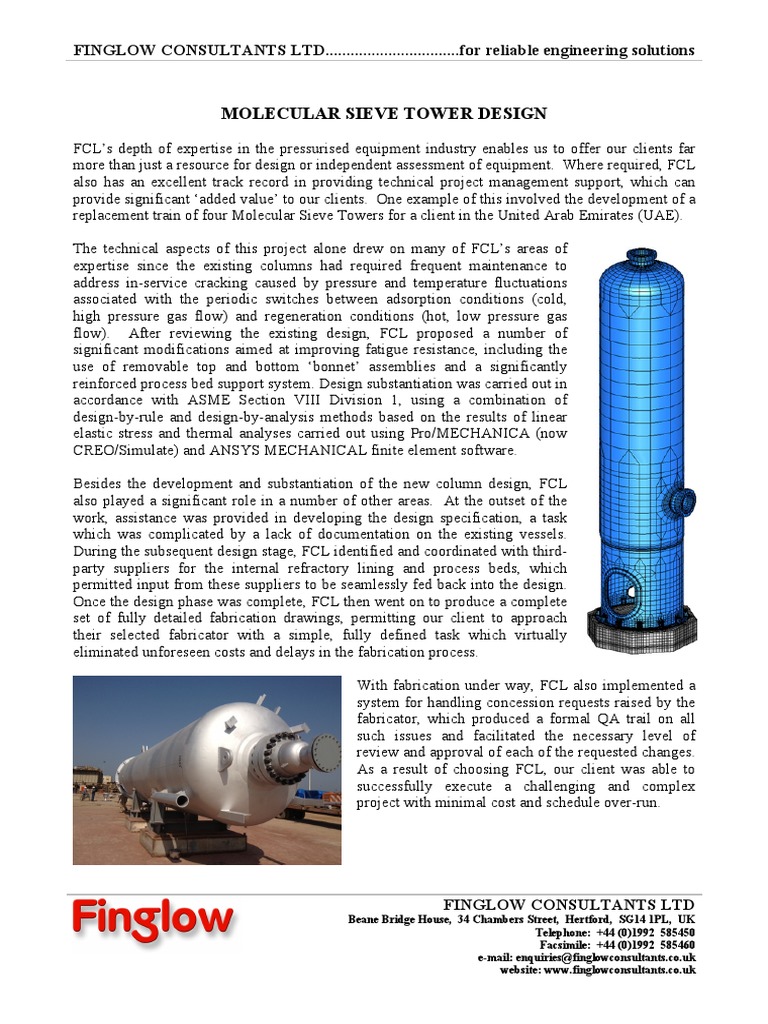 MOLECULAR SIEVE TOWER DESIGN Case Study | PDF | Mechanical Engineering | Gases